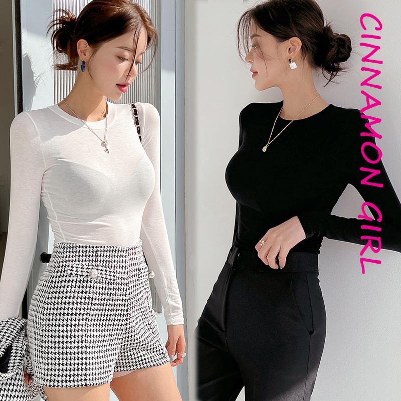 【全2色】ラウンドネック長袖カットソー アイボリー ブラック【daily-0220atop】( lam )(241010) : CINNAMON GIRL - 通販 - Yahoo!ショッピング