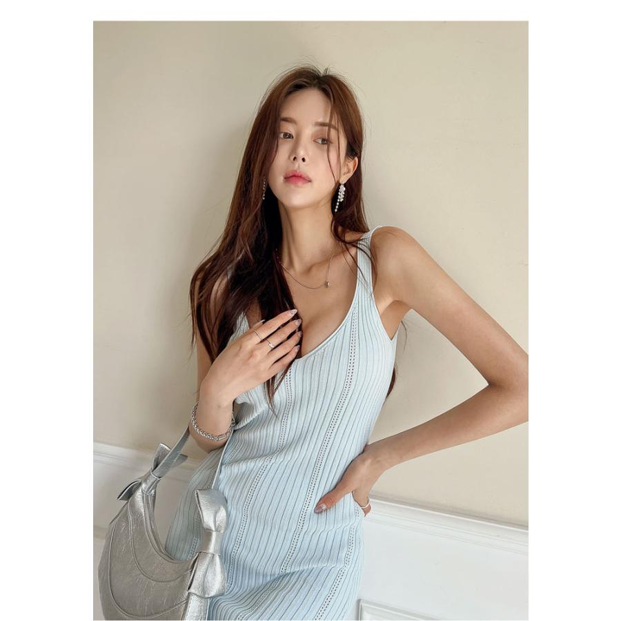 《新作10％OFF 6/3(金) 11:59迄》【全2色】Vネックニットワンピース スカイブルー ブラック【knit-250523bop】( lam )(250526) : CINNAMON ...