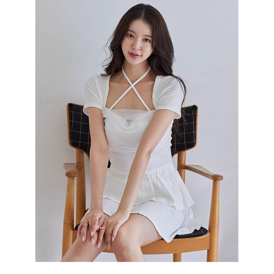 【セット商品】【全3色】クロストップ×フリルミニスカートセット アイボリー ピンク ブラック【mesh-e071622set】( mja )(240723) : CINNAMON GIRL ...