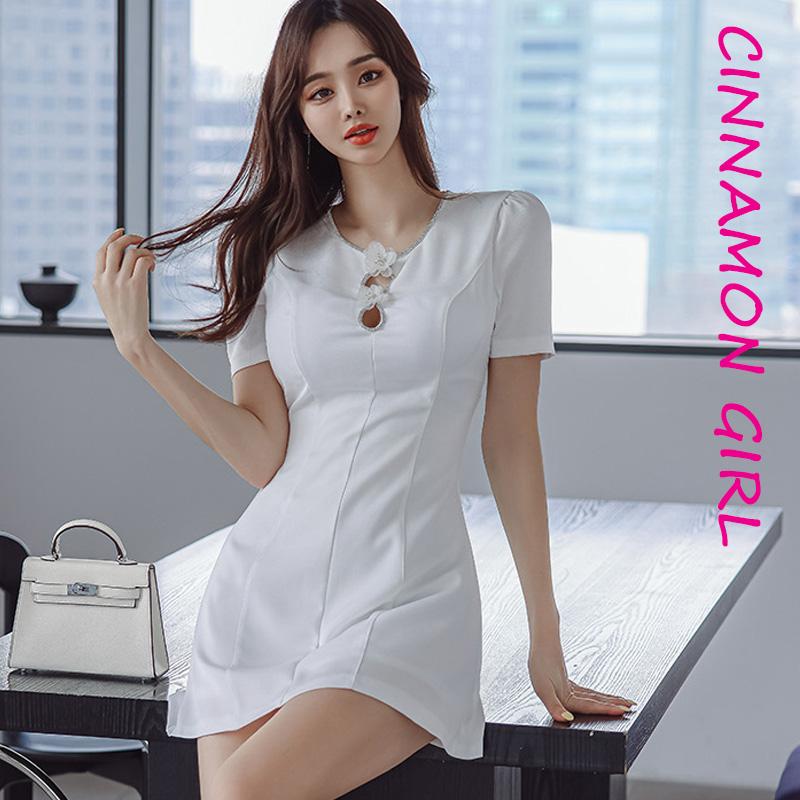 【PREMIUM】【最高級★LUXURY STYLE】【全3色】パフ袖半袖ミニワンピース アイボリー イエロー ブラック S/M/L ...