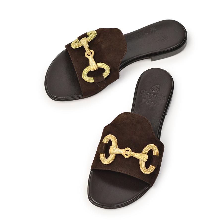 il sandalo of capri Sandalo【イル サンダロ】オープントゥゴールドビットサンダル SL058 GOLD SUEDE ...