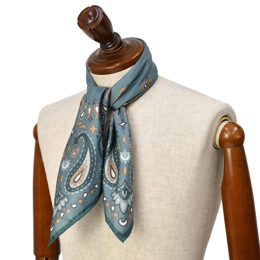 PAOLO ALBIZZATI【パオロアルビザッティ】ネッカチーフ BA2064 2 シルク ペイズリー ブルーグリーン : CINQUE ...