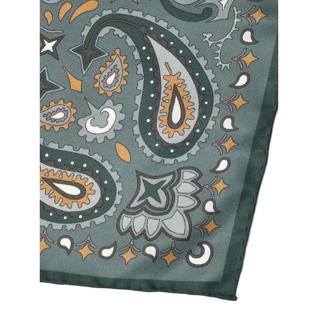 PAOLO ALBIZZATI【パオロアルビザッティ】ネッカチーフ BA2064 2 シルク ペイズリー ブルーグリーン : CINQUE ...