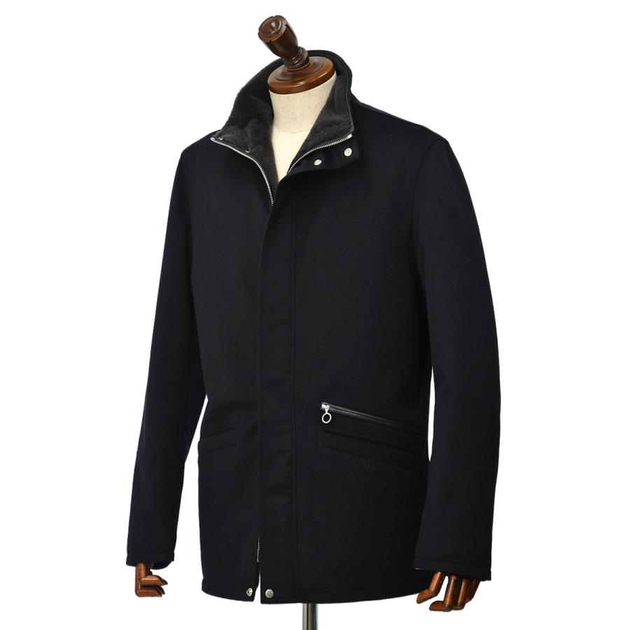 SERAPHIN 【size44】SERAPHIN【セラファン】ハーフコート CHANTILLY 918-01 カシミヤ ヌートリア ラム ネイビー×チャコールグレー : CINQUE ...