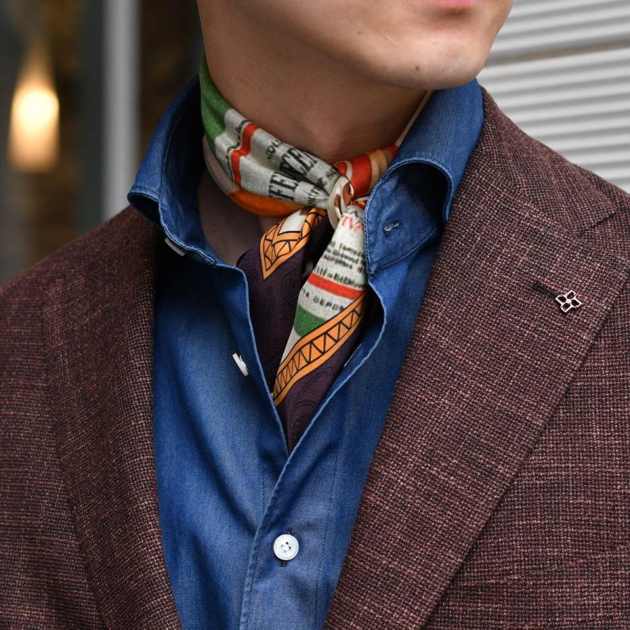 Spacca Neapolis【スパッカネアポリス】スカーフ/ネッカチーフ AQUA シルク プリント ボルドー×オレンジ : CINQUE CLASSICO - 通販 - Yahoo!ショッピング