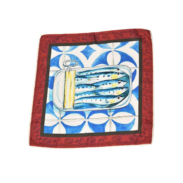 Spacca Neapolis【スパッカネアポリス】スカーフ/ネッカチーフ SARDINE シルク プリント レッド×ブラウン ...