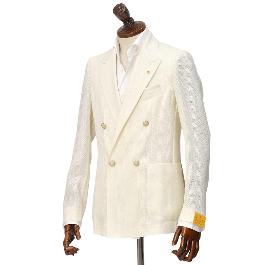 TAGLIATORE TAGLIATORE【タリアトーレ】ダブルジャケット G-GLEN2DK 770170 EX848 グレン ビスコース コットン リネン ストライプ ホワイト ...