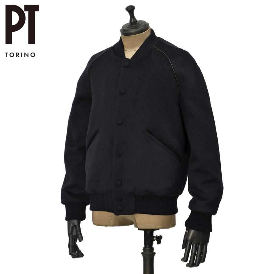 PT TORINO TORINO【ピーティートリノ】 スタジャン ショートブルゾン Outerwear VARSITY PIPING LB06 0360 ウール ネイビー : CINQUE ...