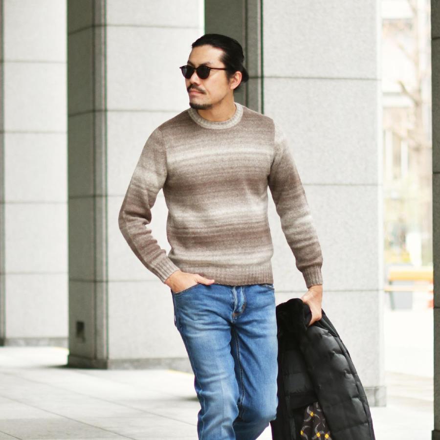 【FINAL SALE】【size46,48】Settefili Cashmere【セッテフィーリ カシミア】クルーネックニット RALSH3H LS1 ウール ナイロン 5G グラデーション ...