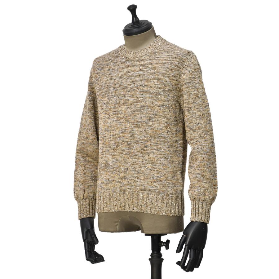 Settefili Cashmere【セッテフィーリ カシミア】クルーネックニット RAMAN6H MN3 リネン コットン メランジ ブラウン ベージュ ...