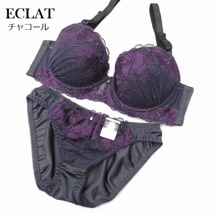 ECLAT 台付き ブラジャー ショーツ セットE70 E75 E80 E85 F70 F75 F80 F85 豪華な花柄チュールレース刺繍仕上げ。Eカップ Fカップ 918401 : マーム ...