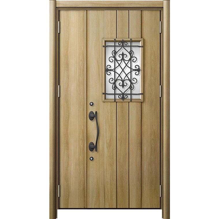 LIXIL リシェント 玄関ドア3 断熱仕様 / 非防火 K2 D41型 木目調 親子ドア 特注サイズ W：1,091〜1,480mm × H：1,739〜2,439mm カバー工法 ...