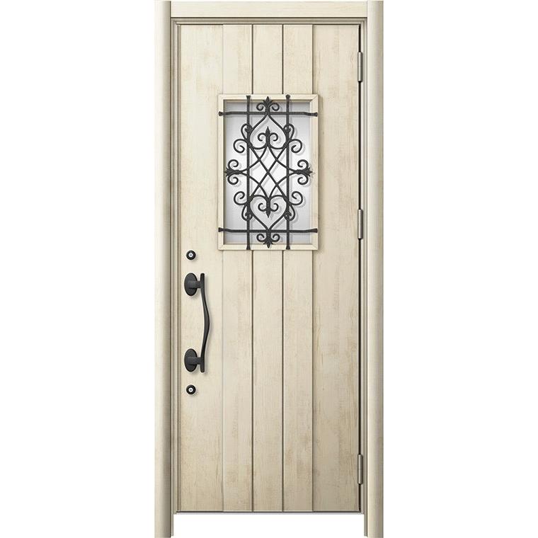 LIXIL リシェント 玄関ドア3 断熱仕様 / 非防火 K4 D41型 木目調 片開き 特注サイズ W：877〜977mm × H：1,739〜2,439mm カバー工法 TOSTEM ...