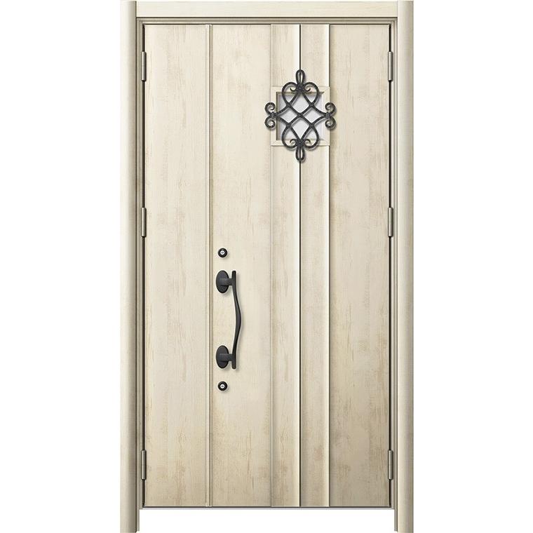 LIXIL リシェント 玄関ドア3 断熱仕様 / 非防火 K4 D77型 木目調 親子ドア 特注サイズ W：928〜1,480mm × H：1,739〜2,439mm カバー工法 TOSTEM ...