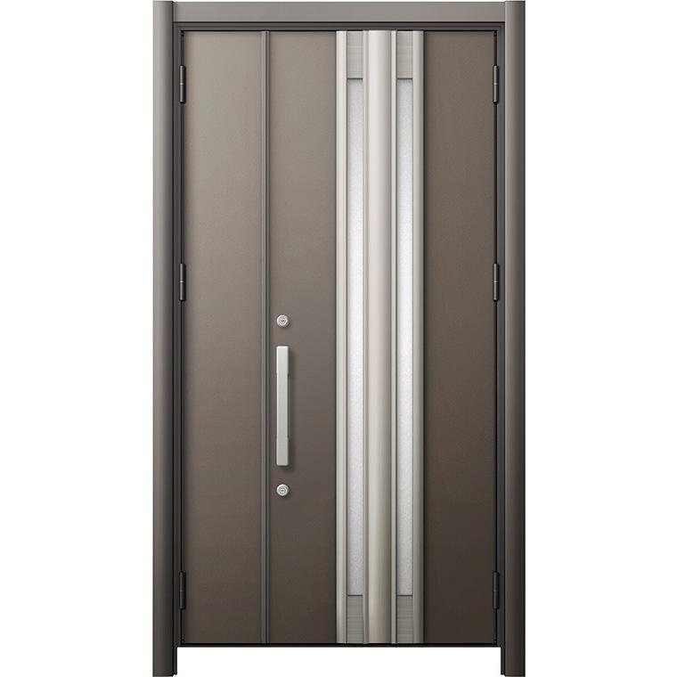 LIXIL リシェント 玄関ドア3 断熱仕様 / 非防火 K4 G77型 アルミ色 親子ドア 特注サイズ W：928〜1,480mm × H：1,739〜2,439mm カバー工法 ...