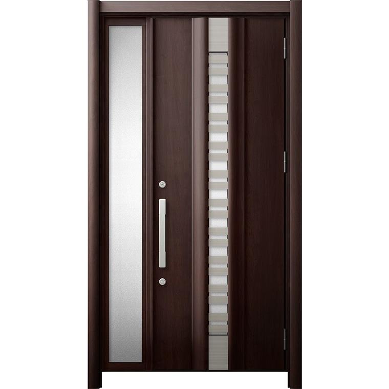 LIXIL リシェント 玄関ドア3 断熱仕様 / 非防火 K4 G82型 木目調 片袖 特注サイズ W：972〜1,336mm × H：1,839〜2,356mm カバー工法 TOSTEM ...