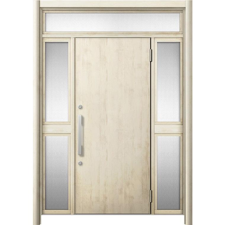 LIXIL リシェント 玄関ドア3 断熱仕様 / 非防火 K4 M17型 アルミ色 両袖ランマ付中桟付ポスト無 特注サイズ W：1,030〜1,695mm × H：1,974〜2,600mm ...