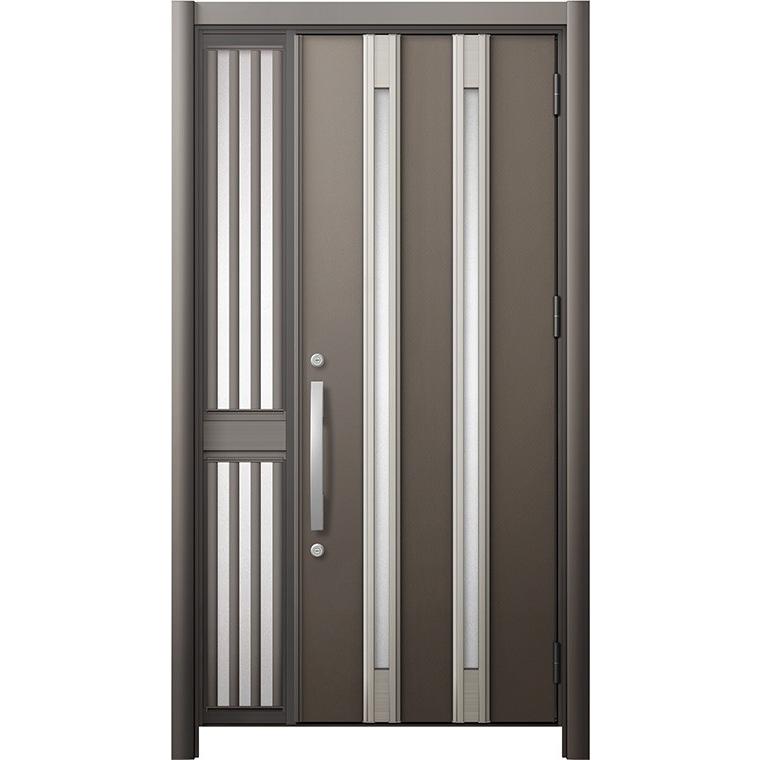 LIXIL リシェント 玄関ドア3 断熱仕様 / 非防火 K4 M24型 木目調 片袖飾り 中桟付ポスト無し 特注サイズ W：980〜1,336mm × H：1,739〜2,439mm カバー ...