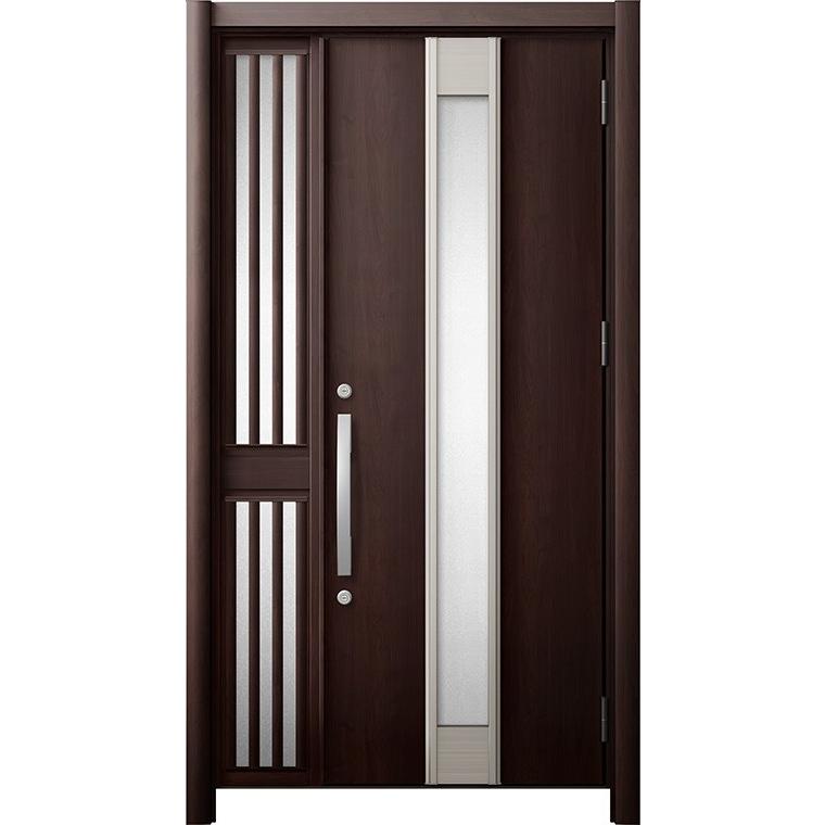 LIXIL リシェント 玄関ドア3 断熱仕様 / 非防火 K4 M77型 木目調 片袖飾り 中桟付ポスト無し 特注サイズ W：930〜1,336mm × H：1,739〜2,439mm カバー ...