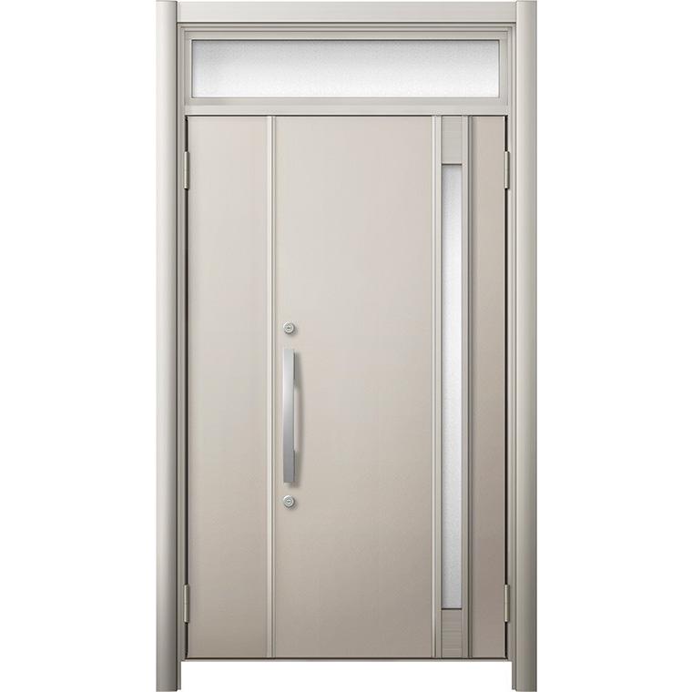 LIXIL リシェント 玄関ドア3 断熱仕様 / 非防火 K2 M78型 アルミ色 親子ランマ付 特注サイズ W：928〜1,480mm × H：1,974〜2,600mm カバー工法 ...