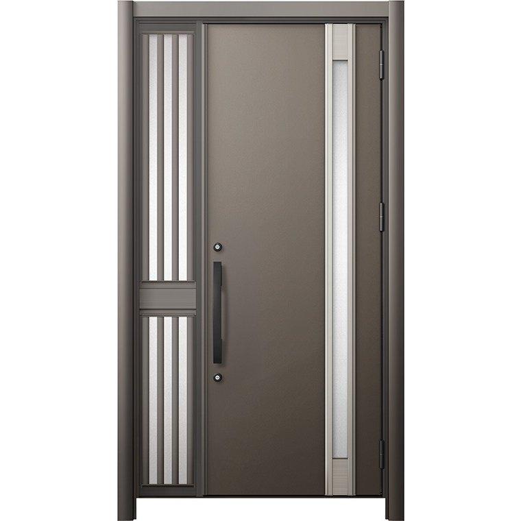 LIXIL リシェント 玄関ドア3 断熱仕様 / 非防火 K4 M78型 アルミ色 片袖飾り 中桟付ポスト無し 特注サイズ W：930〜1,336mm × H：1,739〜2,439mm ...