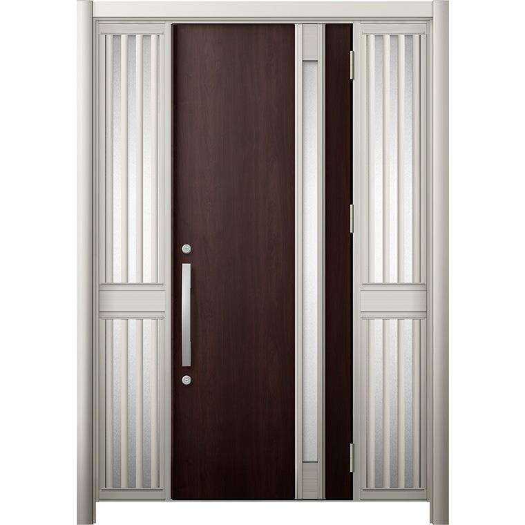 LIXIL リシェント 玄関ドア3 断熱仕様 / 非防火 K4 M78型 アルミ色 両袖飾り 中桟付ポスト無 特注サイズ W：1,146〜1,695mm × H：1,739〜2,439mm ...