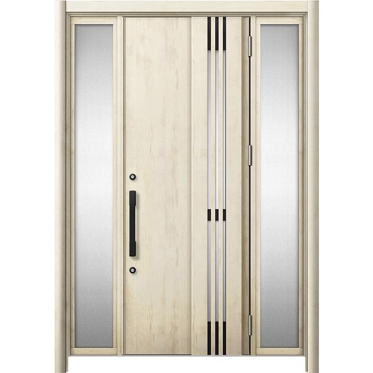 LIXIL リシェント 玄関ドア3 断熱仕様 / 非防火 K4 M83型 木目調 両袖 特注サイズ W：1,080〜1,695mm × H：1,839〜2,356mm カバー工法 TOSTEM ...