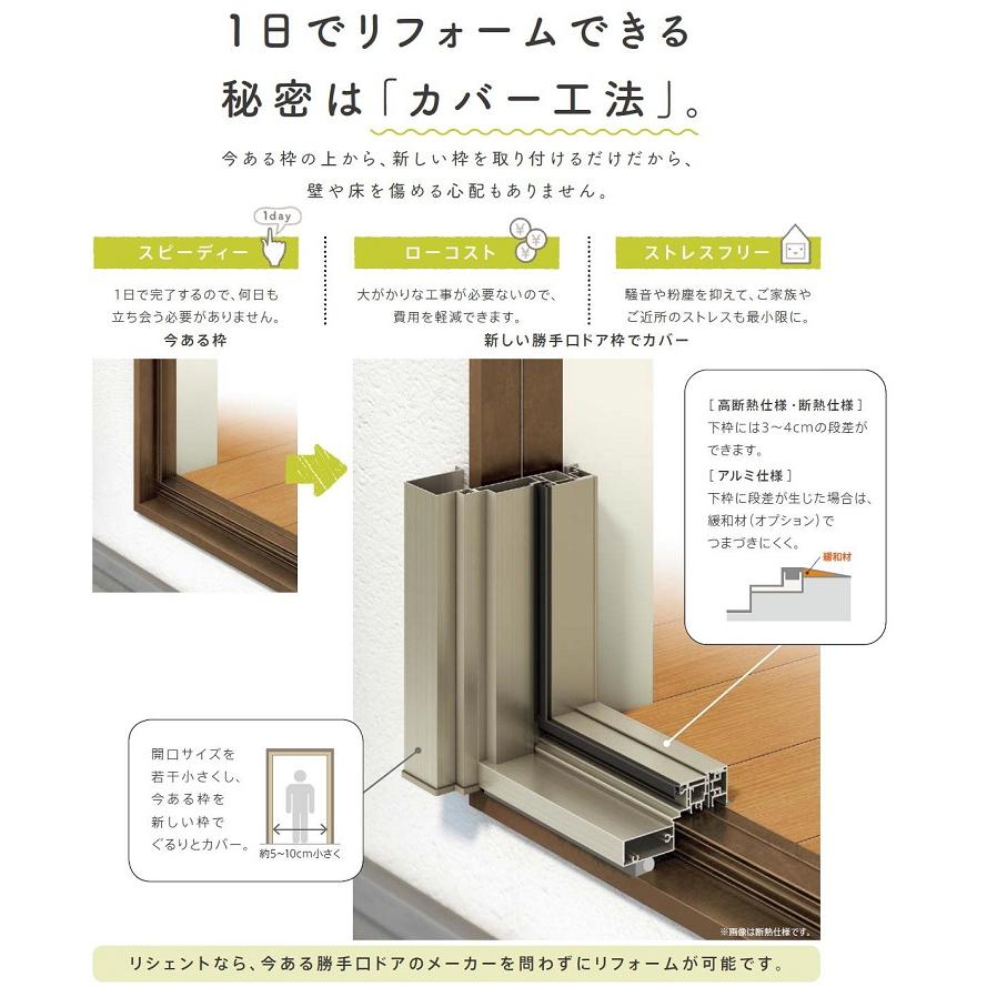 LIXIL リシェント勝手口ドア ランマなし 高断熱・三方額縁 / 採風タイプ HA型(横格子) W：524〜916mm × H：1,426 ...