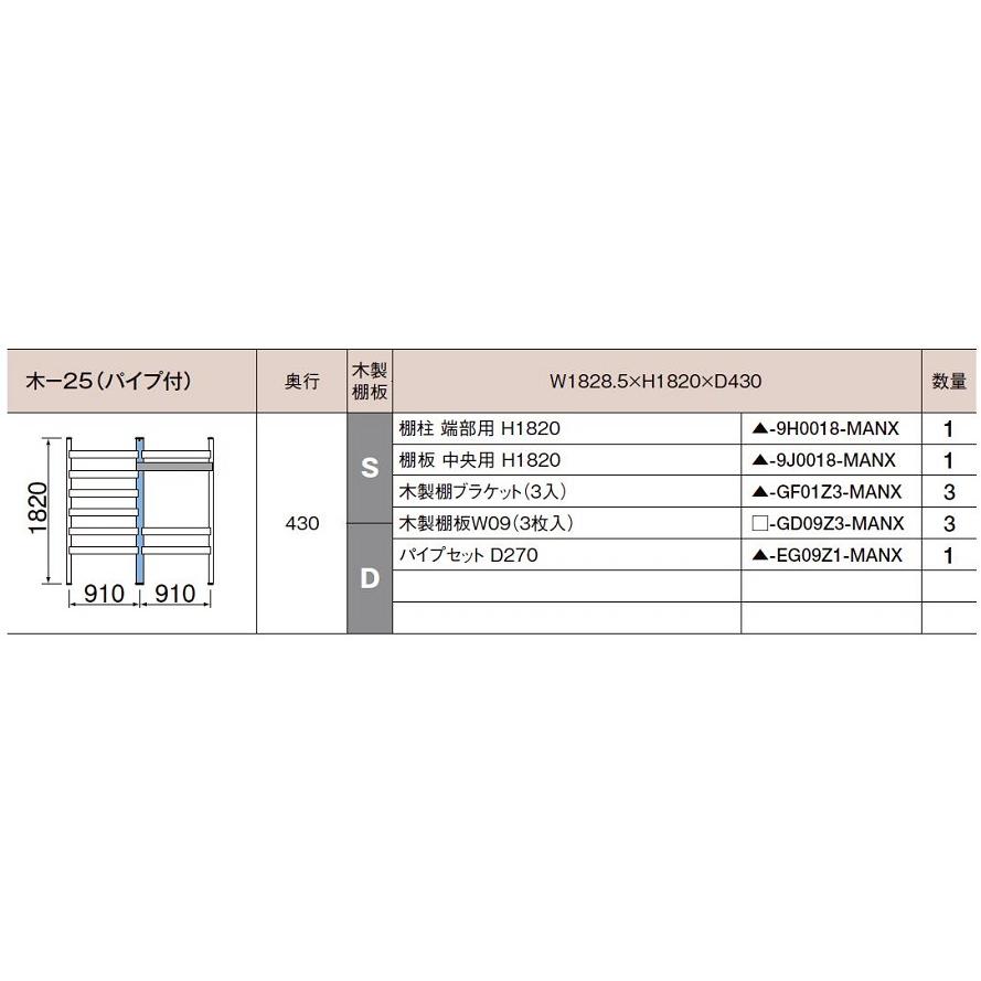 LIXIL すっきり棚 居室 / オープンスペース 木製棚板プラン 木-25 パイプ付き W：1828.5mm × H：1,820mm D：430mm リクシル TOSTEM トステム ...