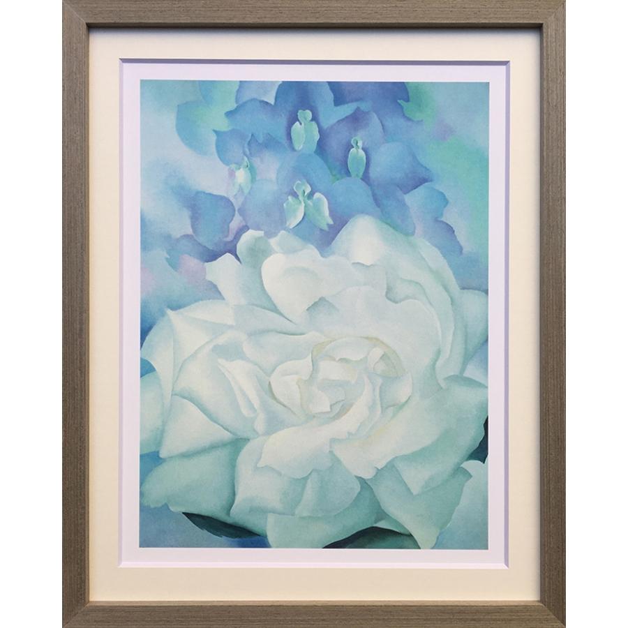 ジョージア・オキーフ WHITE ROSE WITH LARKSPUR NO. 2,1927 絵画 版画 壁掛け おしゃれ 額縁 IGO ...