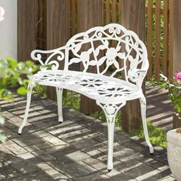 (メーカー直送) ローズアルミガーデンベンチ ホワイト TAN-3004-WH チェア 椅子 庭 屋外 白 W99×D54×H78×SH40.5cm : tan-3004-wh : 照明 ...