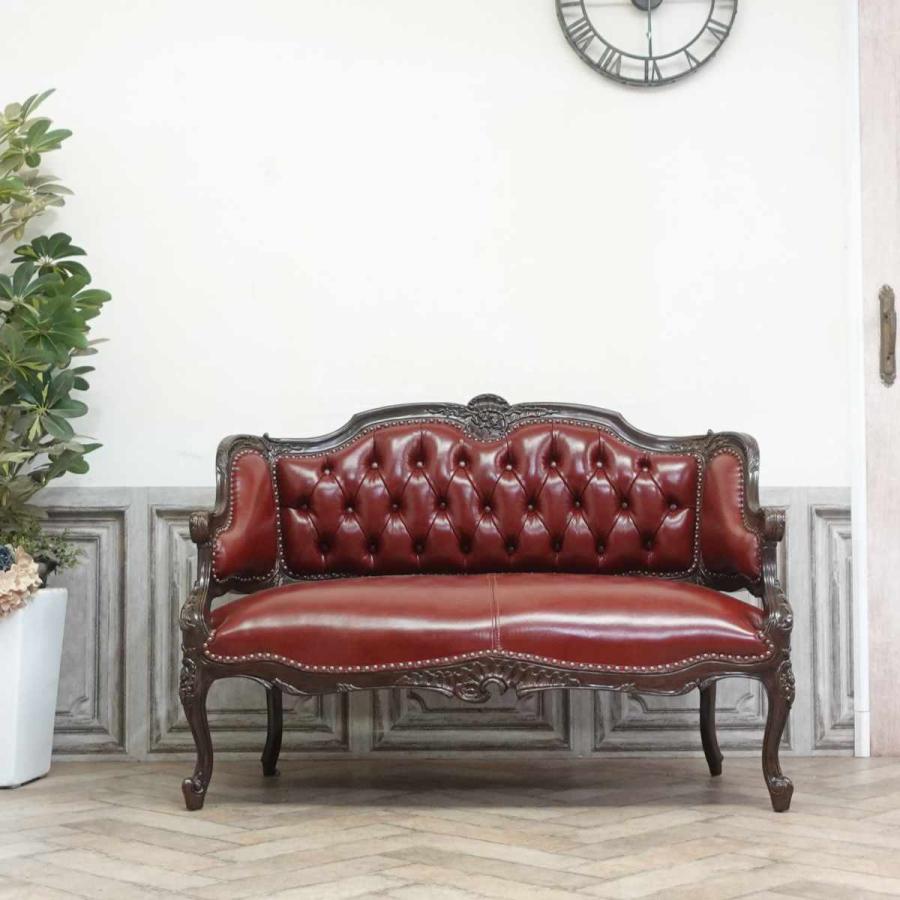 2人掛け ソファ 二人用 アンティーク 長椅子 ロココ調家具 エレガント おしゃれ リビング ホテル ロビー ワンルーム 姫系 1002-2-5L15B : クラシックデモダン ヤフー店 ...