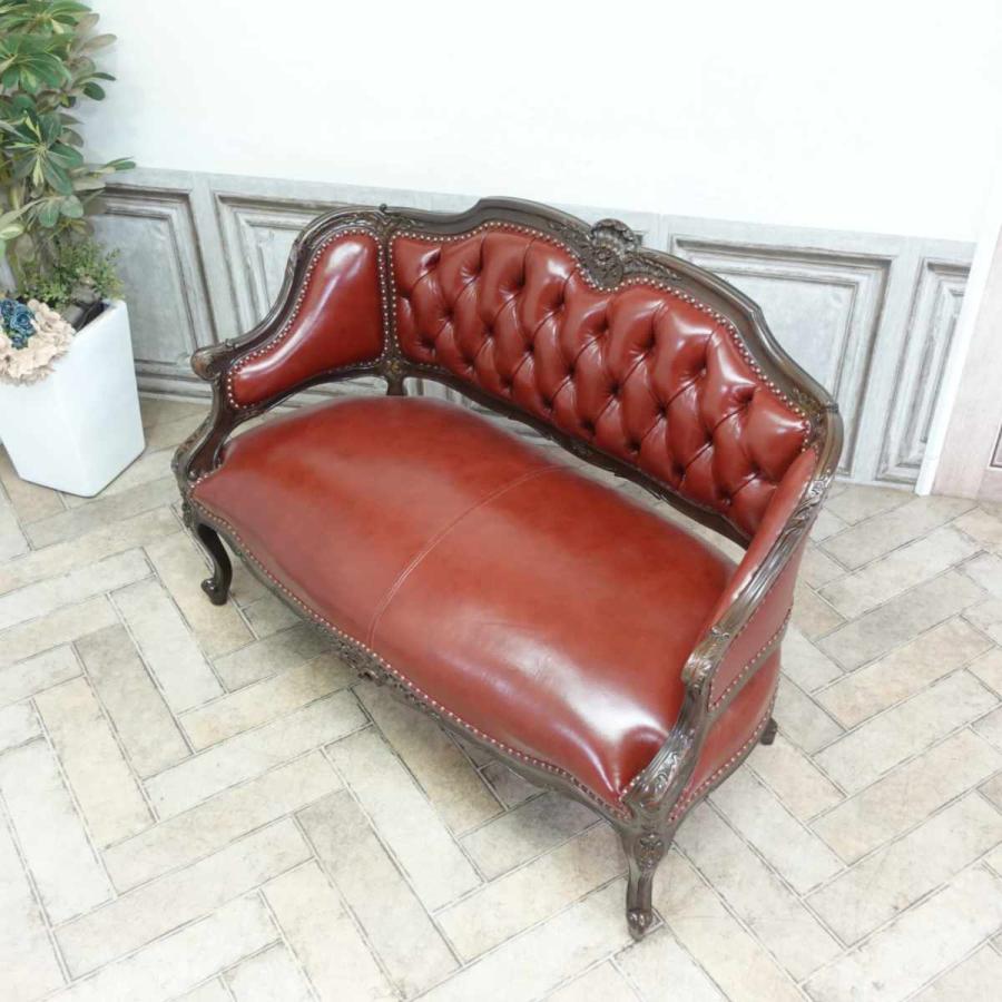 2人掛け ソファ 二人用 アンティーク 長椅子 ロココ調家具 エレガント おしゃれ リビング ホテル ロビー ワンルーム 姫系 1002-2-5L15B : クラシックデモダン ヤフー店 ...