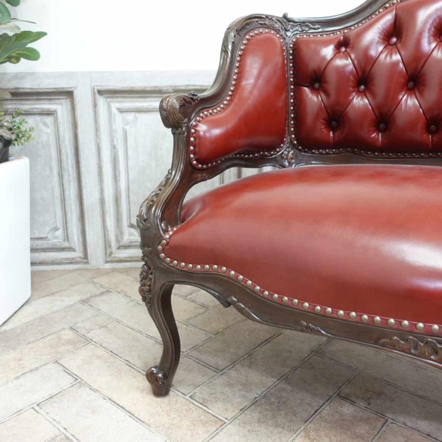 2人掛け ソファ 二人用 アンティーク 長椅子 ロココ調家具 エレガント おしゃれ リビング ホテル ロビー ワンルーム 姫系 1002-2-5L15B : クラシックデモダン ヤフー店 ...