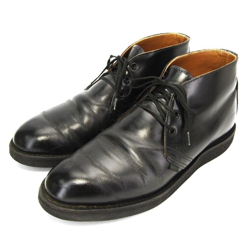 RED WING SHOES REDWING レッドウィング 9196 ポストマン チャッカ ワークブーツ POSTMAN CHUKKA ブラック シャパレル US9D 27cm ブーツ 中古 ...