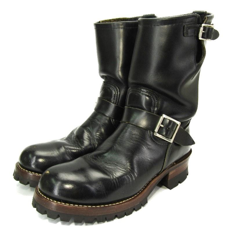 RED WING SHOES REDWING レッドウィング 2268 エンジニアブーツ PT91 プリント羽タグ カスタム スチールトゥ 黒 クローム US9D 27cmブーツ 中古 ...