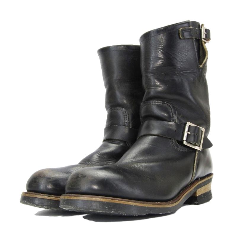 RED WING SHOES REDWING レッドウィング US9D 27cm エンジニアブーツ 2268 PT91 茶芯 95年製 プリント羽 中期 クロームレザー 黒 10006422 ...