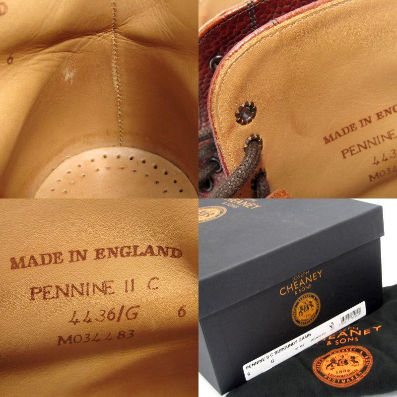JOSEPH CHEANEY チーニー UK6G ギブソンブーツ PENNINE 2C グレインカーフ イミテーションステッチ バーガンディ ...