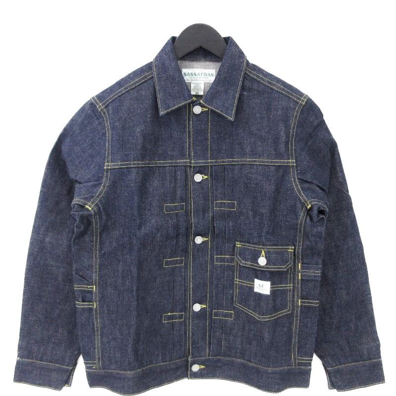 SASSAFRAS 美品 ササフラス GARDENER R JACKET デニムジャケット ガーデナージャケット インディゴ XS メンズ ...
