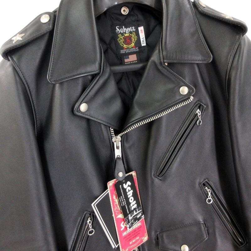 Schott N.Y.C ショット ダブルライダース 613UST ONE STAR TALL 7164 ワンスター レザージャケット 牛革 ブラック 黒 38 メンズ 中古 20012526 ...