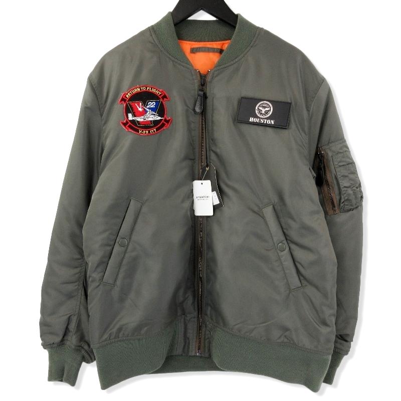 HOUSTON 未使用 ヒューストン フライトジャケット 50738 U.S MARINE CORPES V22 刺繍 MA-1 ワッペン ...