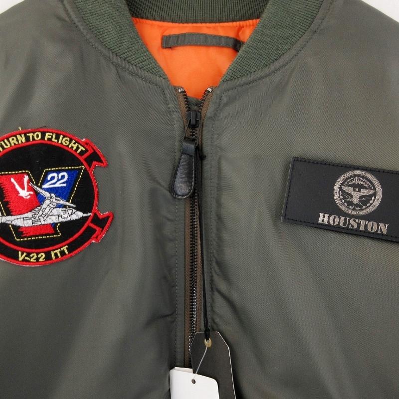 HOUSTON 未使用 ヒューストン フライトジャケット 50738 U.S MARINE CORPES V22 刺繍 MA-1 ワッペン ...