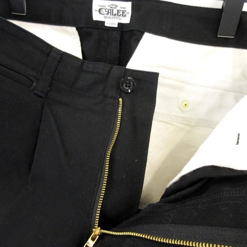 CALEE キャリー T/Cツイル 1タックワイド チノパンツ CL-23AW075 T/C TWILL TUCK WIDE TROUSERS コットン ブラック 黒 XL 20018365 ...