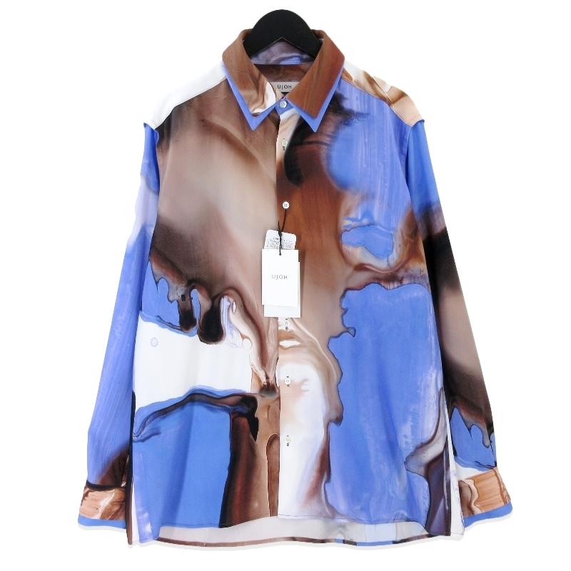 未使用 UJOH ウジョー W Collar Shirt M754-B56-903 KANAKO SASAKI ダブルカラー 長袖シャツ 総柄 プリント マルチ 4 タグ付き 20019917 ...