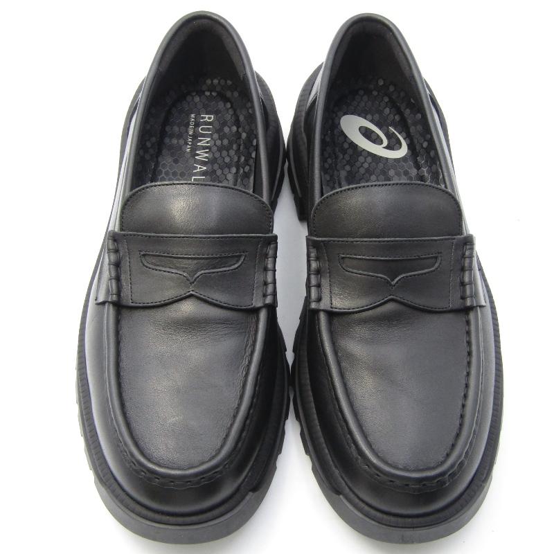 ASICS 美品 アシックス 25EE ランウォーク ラギット 1231A191-003 コインローファー 牛革 2Eラウンドラスト ブラック 黒 22001146 : クラシック - 通販 ...