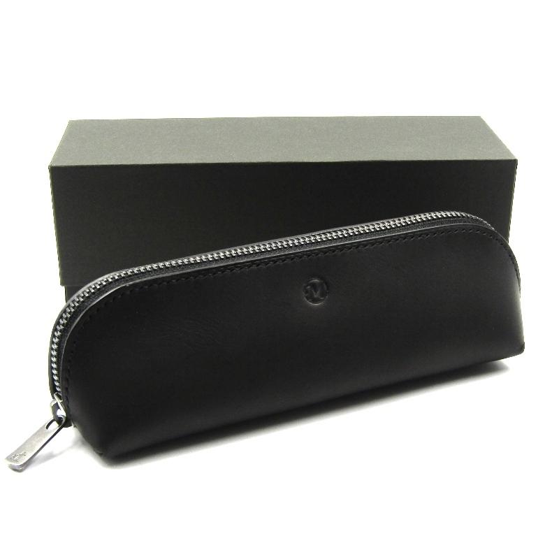 未使用 Marubayashi マルバヤシ ペンケース ヴィテッロ フィオーレ ブッテーロ ファスナー ブラック 黒 レザー 本革 中古 ...