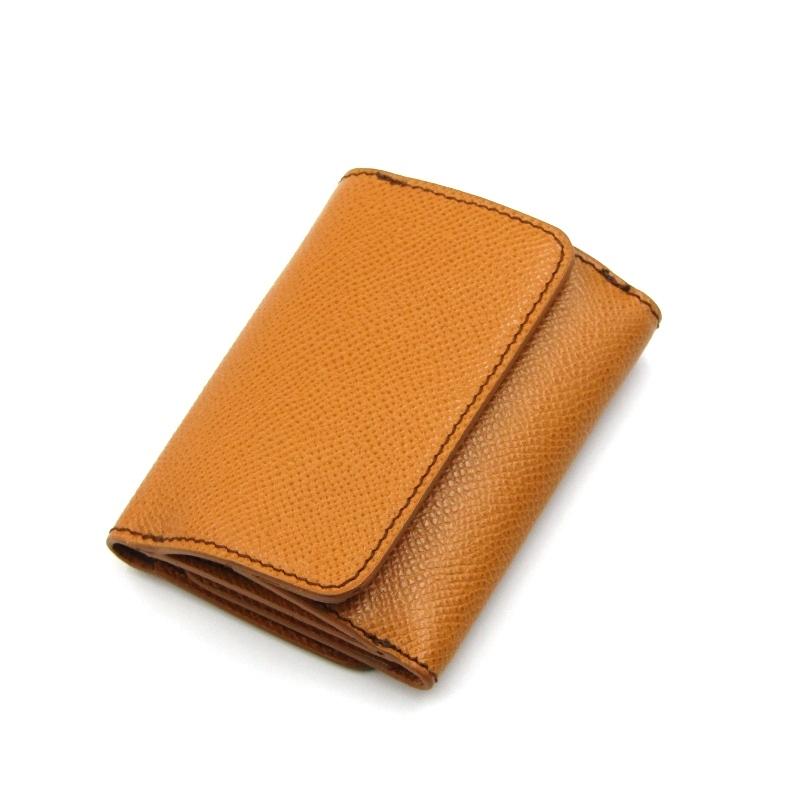 未使用 PERONI FIRENZE ペローニ フィレンツェ 三つ折り財布 1527 型押し ミニ財布 Wフラップ HAVANA 牛革 ライト ...