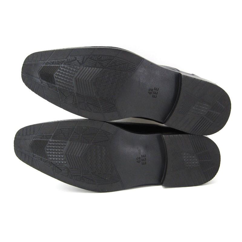 美品 TETE HOMME テットオム 42EEE キャップトゥ T6910 カウレザー 内羽根 ストレートチップ ブラック 黒 ...