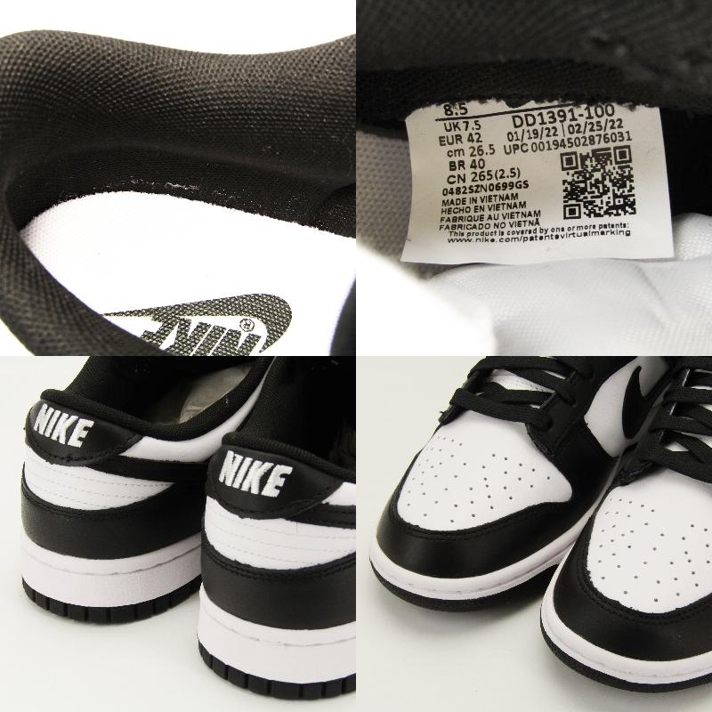 NIKE 美品 ナイキ 26.5cm DUNK LOW RETRO DD1391-100 ダンク ロー レトロ WHITE/BLACK ...