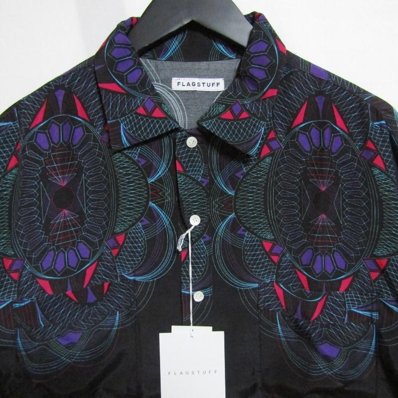 未使用 FLAGSTUFF フラッグスタッフ 長袖シャツ Ten-Thousand Yen L/S Shirts 18SS-FS-11 レーヨン 黒 M タグ付き メンズ 中古 ...